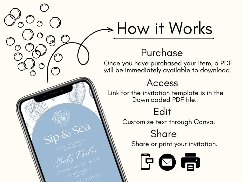 Sip and See Invitation | Sip and Sea Invitation | Sip and See ...