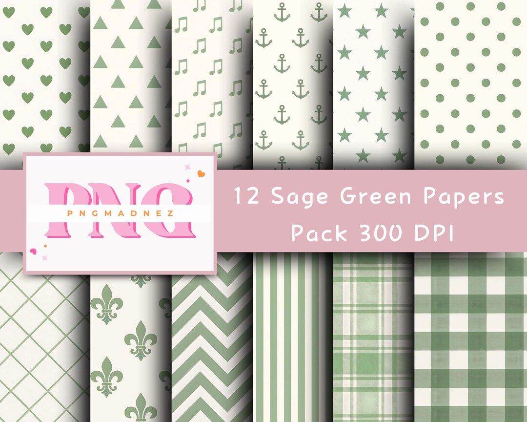 Sage Green Digital Paper, Plaid Gingham Patterns (PNG Download) - Etsy