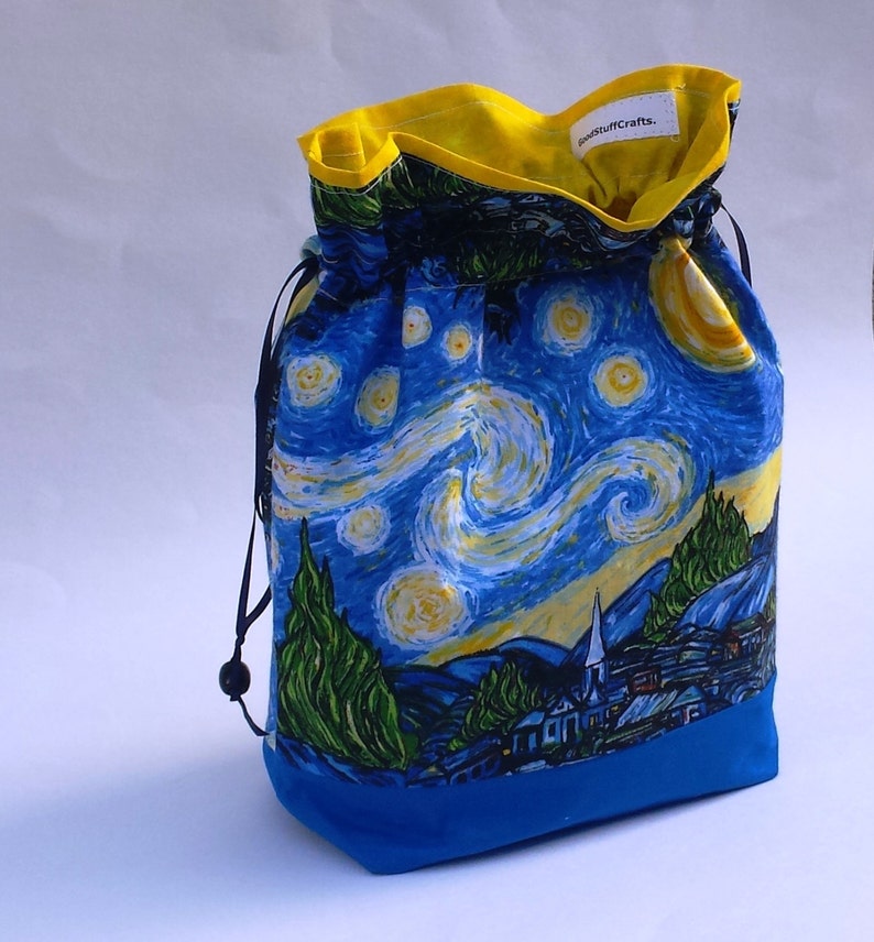 Van Gogh Starry Night Print Fabric Knitting Project Bag - Etsy