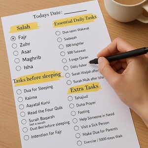 Essential Daily To-do Checklist of Tasks for Muslims. Daily Planner for ...