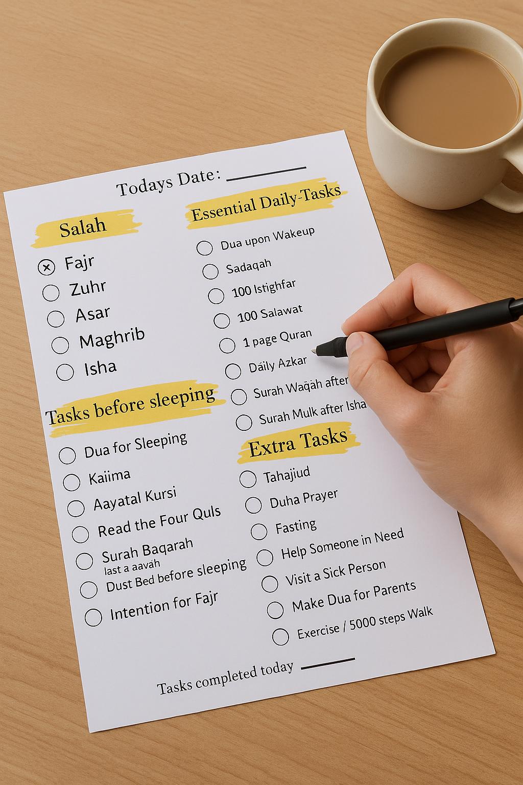 Essential Daily To-do Checklist of Tasks for Muslims. Daily Planner for ...