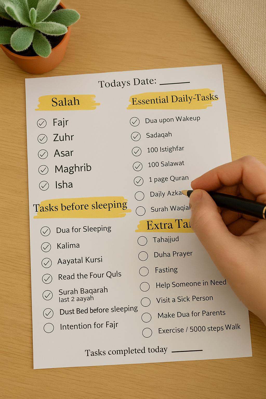 Essential Daily To-do Checklist of Tasks for Muslims. Daily Planner for ...