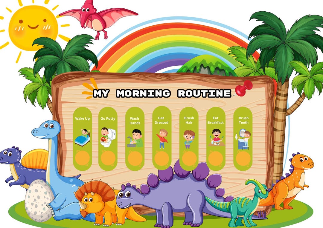 Toddler Morning and Evening Routine Planner - Dinosaur Theme (boys Ages ...
