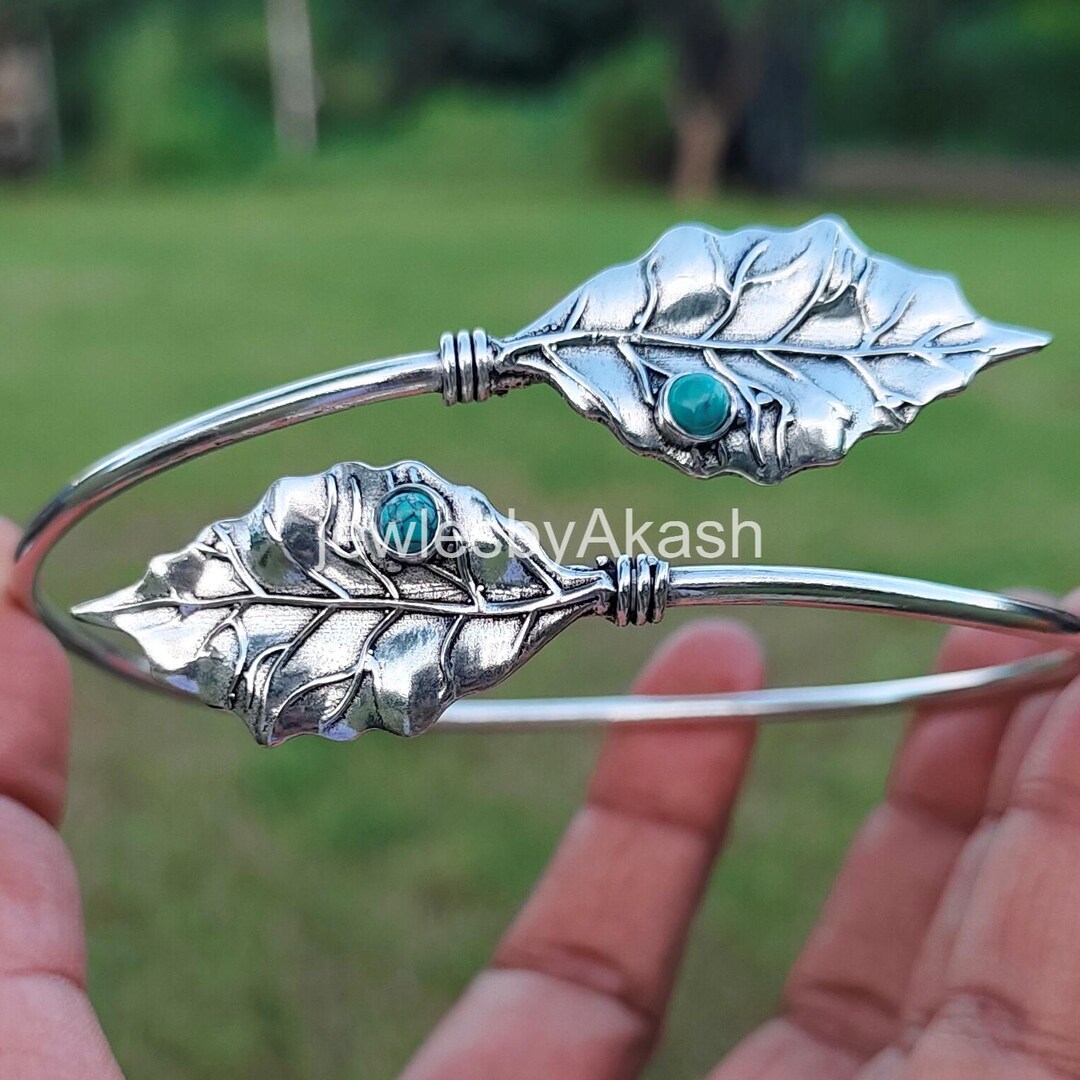Turquoise Arm Cuff Bangle Upper Arm Cuff Bracelet Solid Silver Arm Band ...