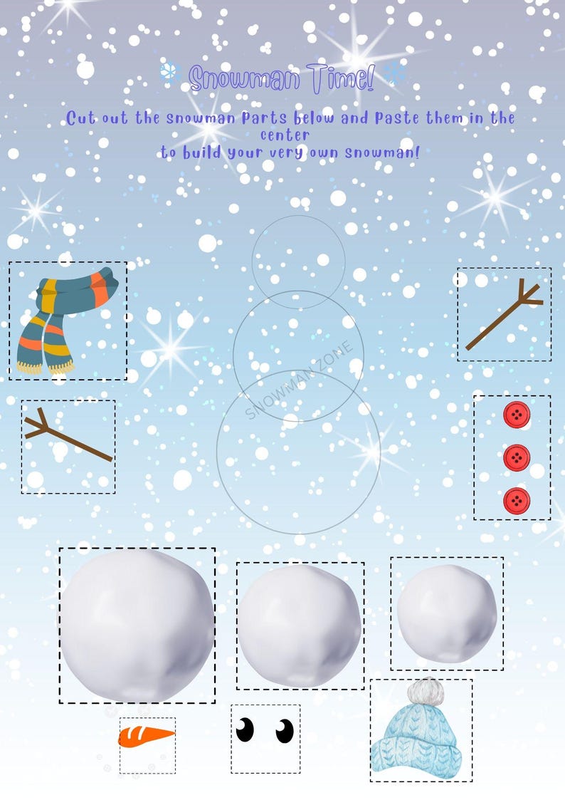 Kids' Holiday Craft Printables – Seasonal Cut, Color, Paste (PDF) - Etsy