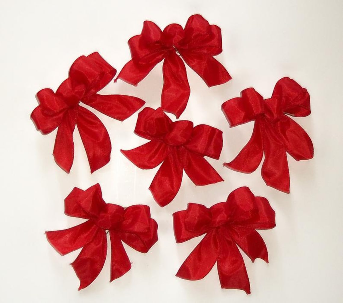 Small Red Satin Christmas Tree Bows Small Red Bows Christmas - Etsy