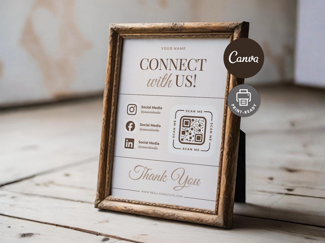 Canva Thank You & Social Media Connect Card | A4 A5 Postcard Template ...