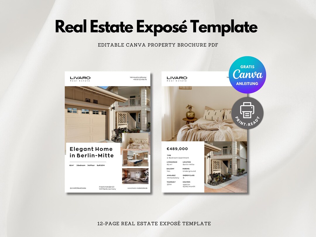 Modern Real Estate Brochure Template | 12-page Canva Editable Property ...