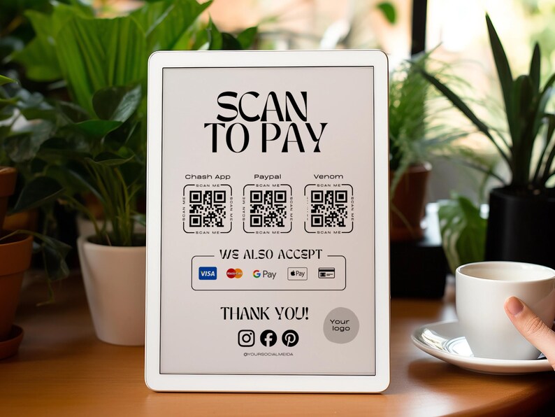 Scan to Pay Sign Template • A4 QR Code Payment Sheet • Editable Canva ...