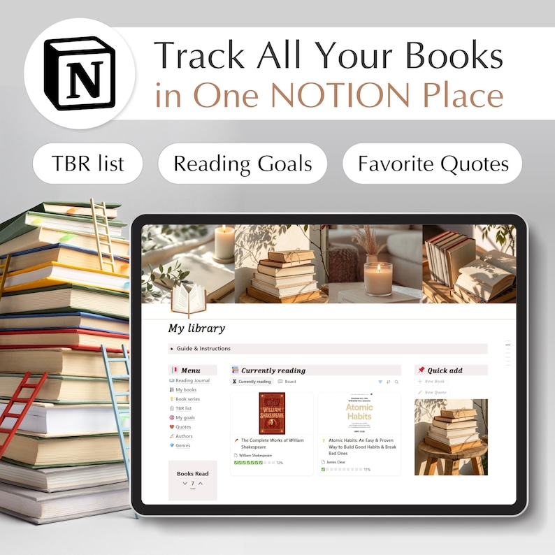 Notion Reading Journal Template: Digital Book Tracker (PDF Guide ...