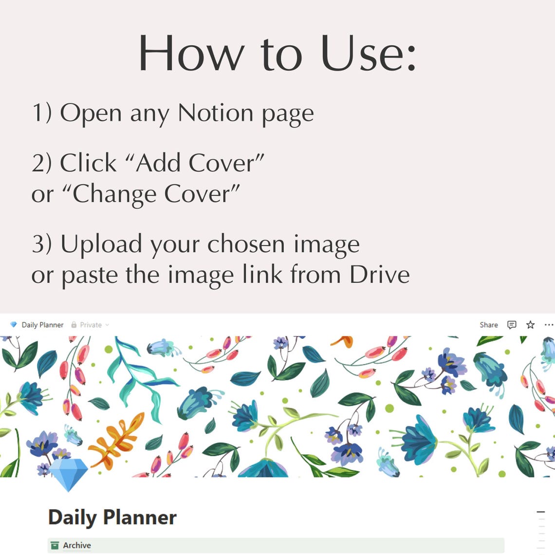 Floral Notion Covers, Aesthetic Dashboard Headers (digital Download) - Etsy