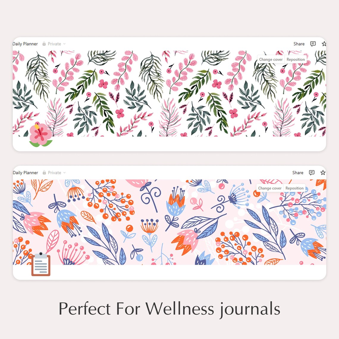 Floral Notion Covers, Aesthetic Dashboard Headers (digital Download) - Etsy