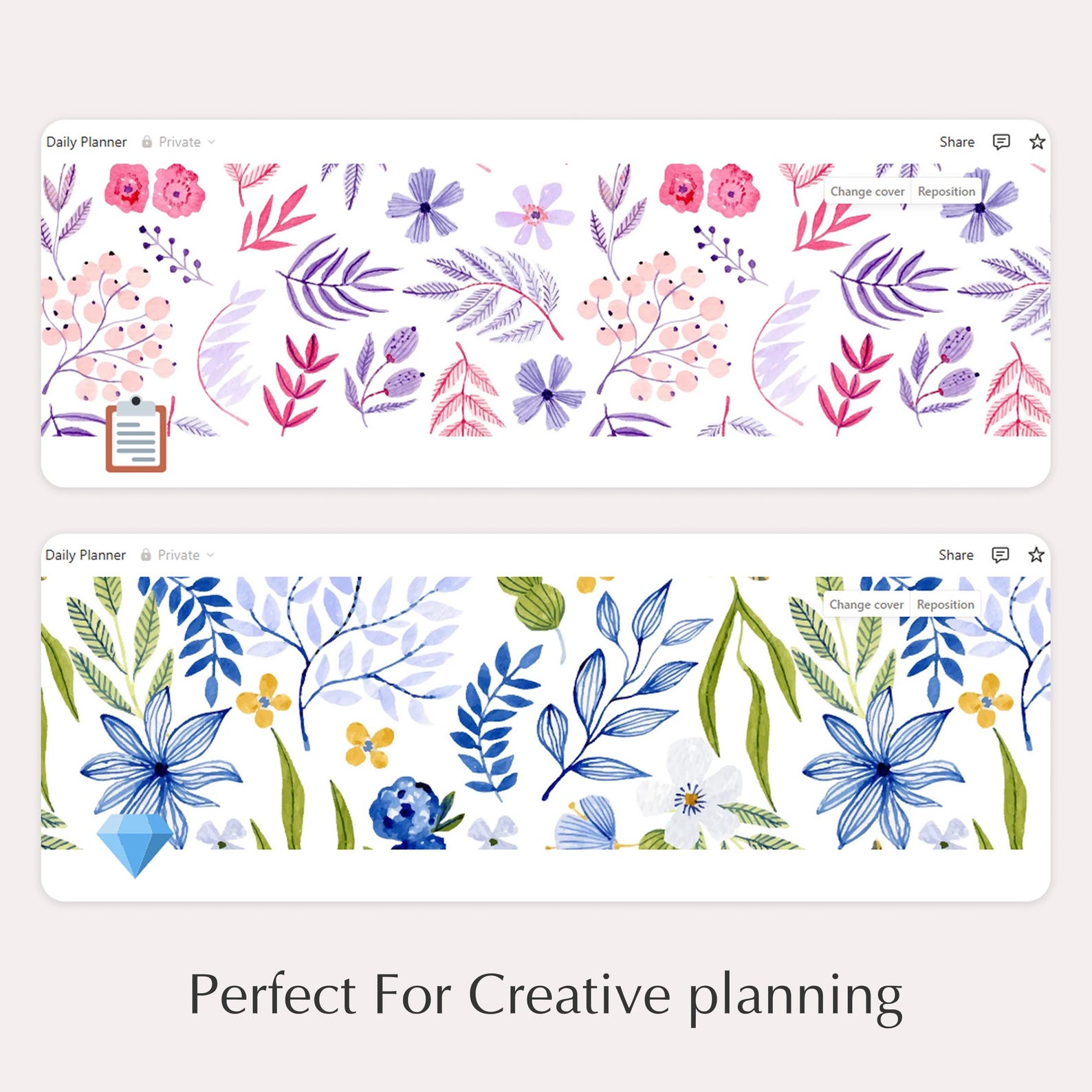 Floral Notion Covers, Aesthetic Dashboard Headers (digital Download) - Etsy