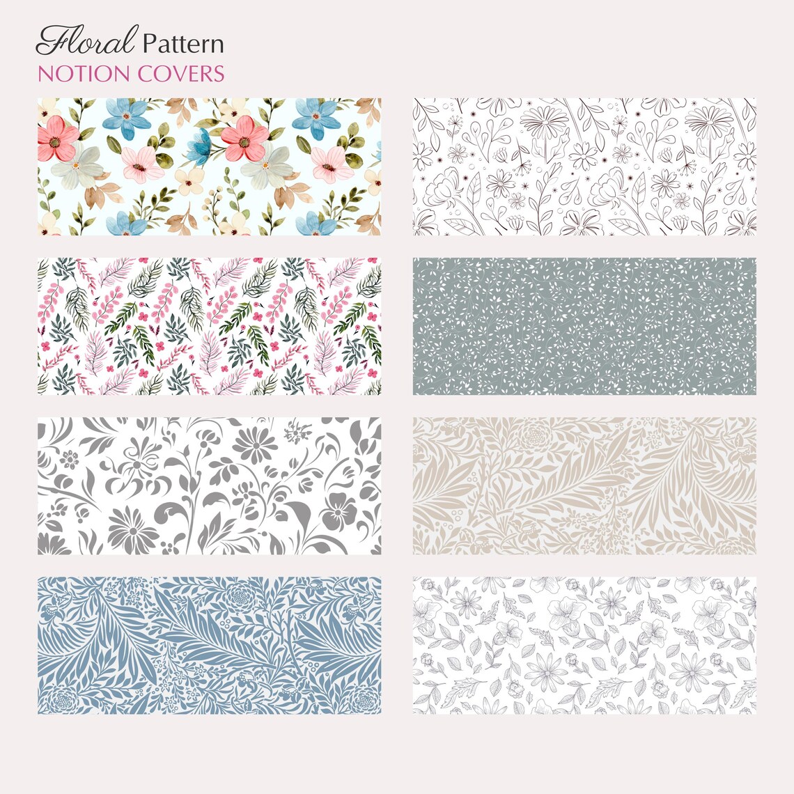 Floral Notion Covers, Aesthetic Dashboard Headers (digital Download) - Etsy