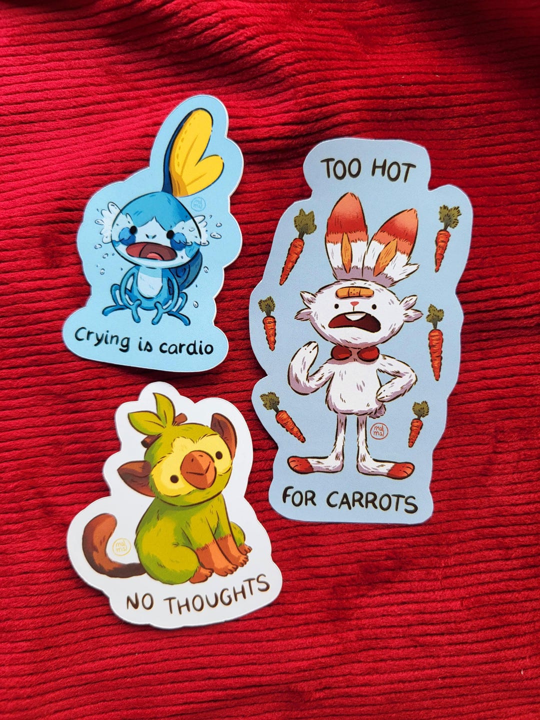 Poke Starter Fan Art Stickers: Scorbunny, Sobble, Grookey - Gen VIII ...