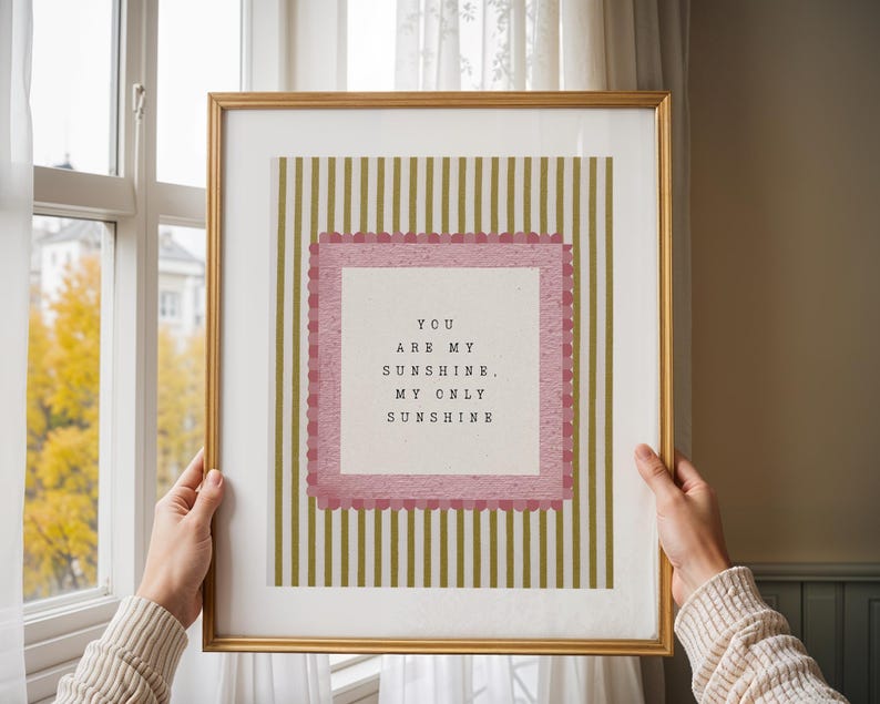 You Are My Sunshine Nursery Wall Art, Neutral Striped Girls Room Decor ...