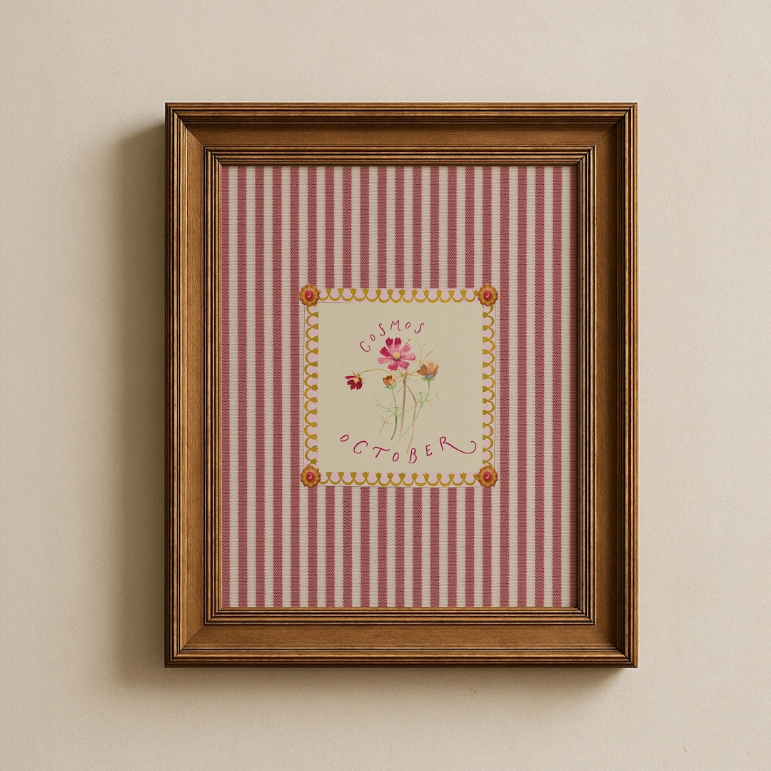 October Birth Flower Art Print, Personalized Birth Month Flower, Pink ...