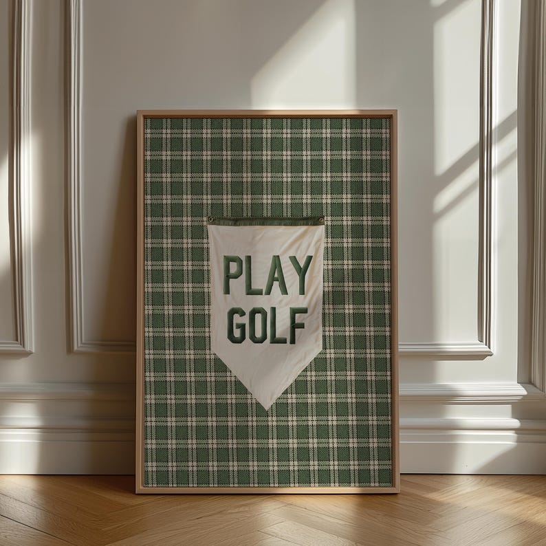 Golf Flag Wall Art, Vintage Golf Print, Retro Sports Nursery Decor ...