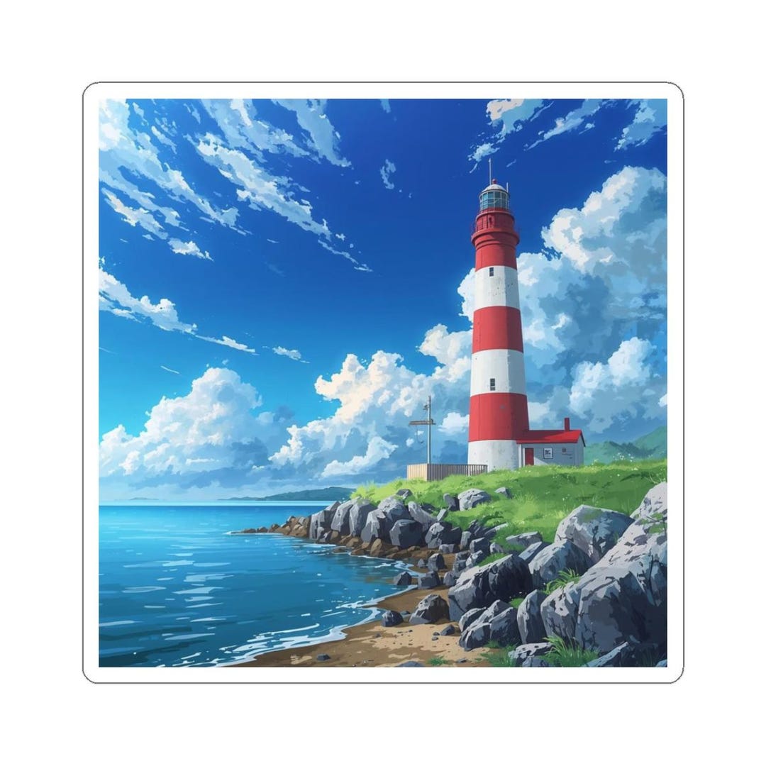 Anime Lighthouse Coastal Sticker | Vinyl Waterproof Ocean Decal - Etsy