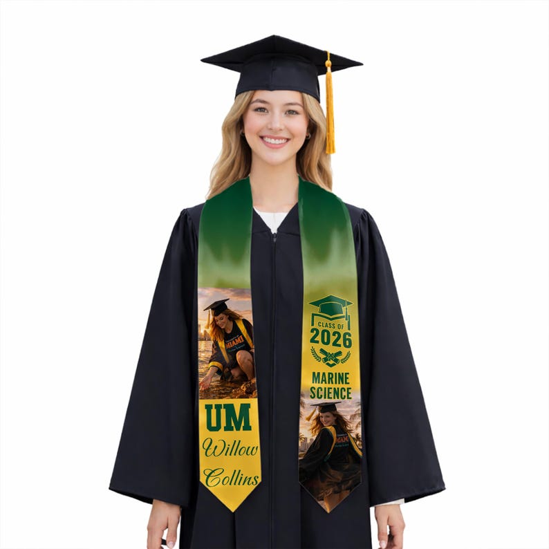 Custom College Graduation Stole With Photo Degree Name and Class of ...