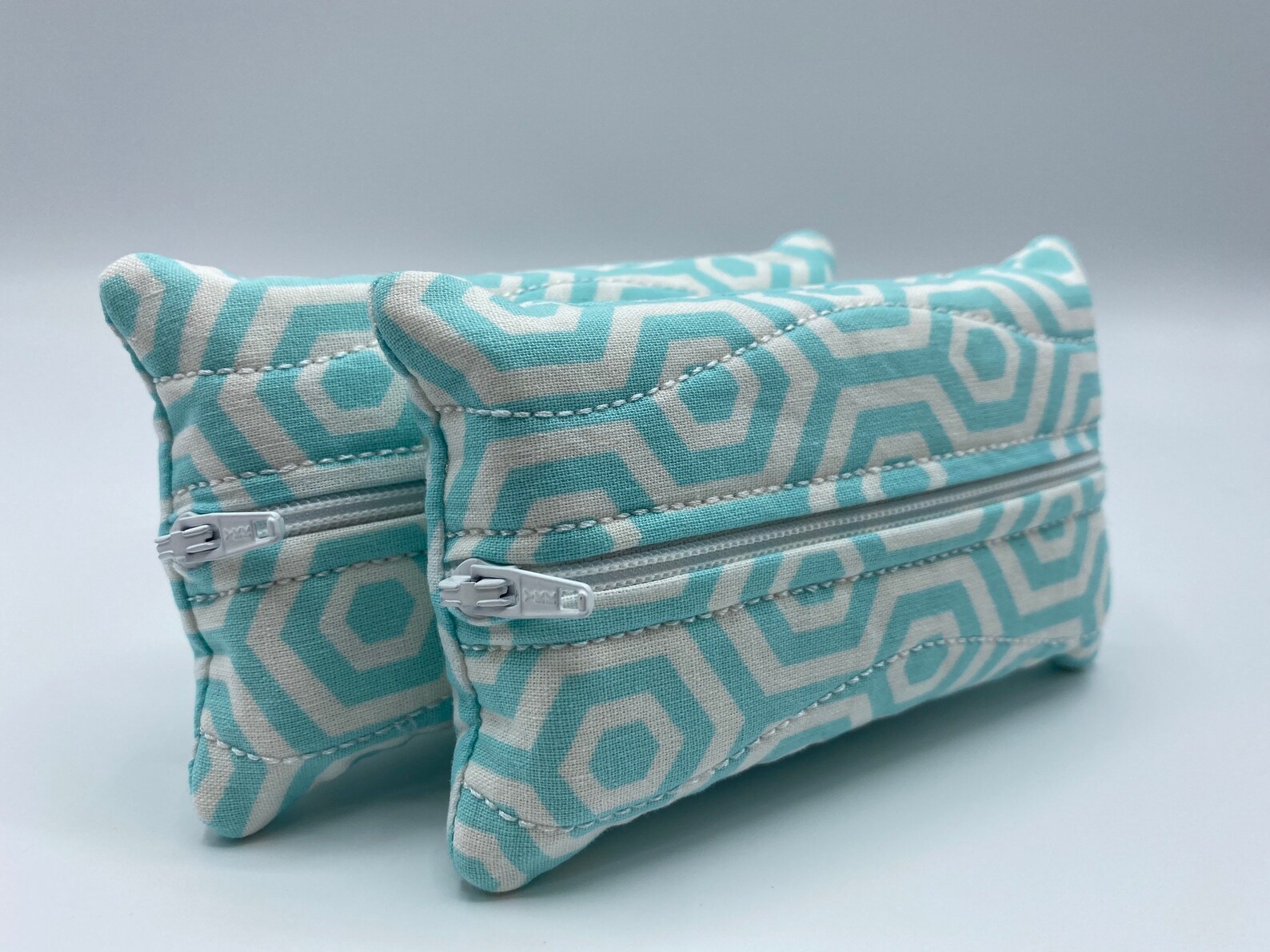Aqua Hexagon Tissue Pouch/zippered Tissue Holder/toiletry - Etsy