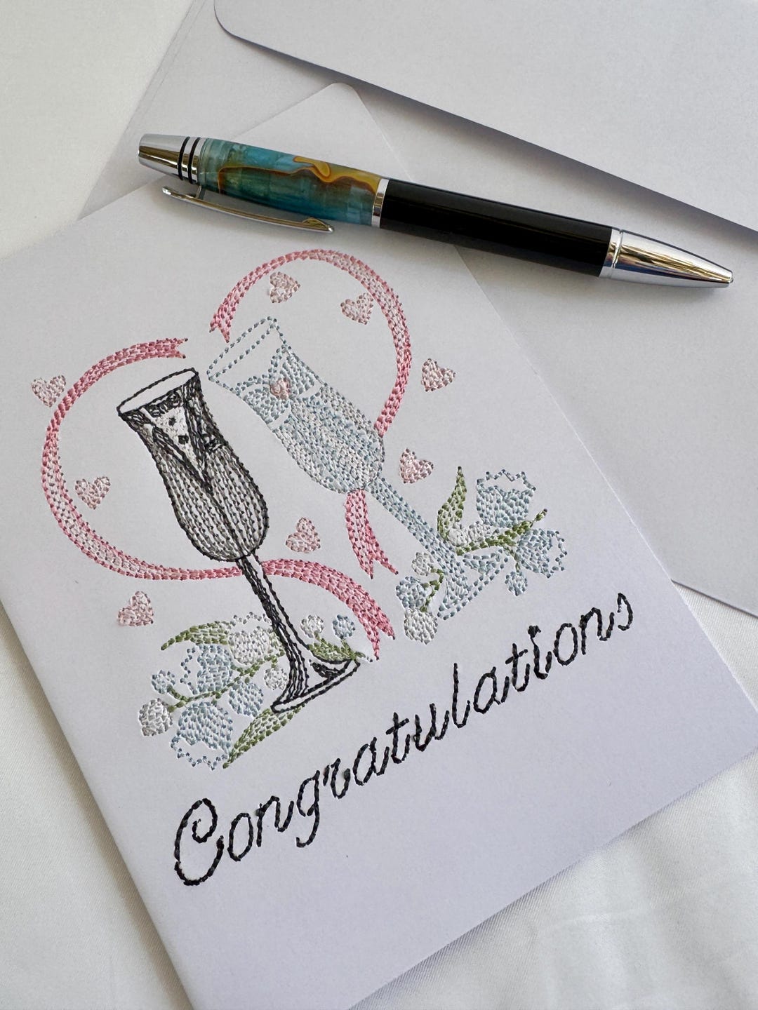 Handmade Embroidered Wedding Card: Stitched Greeting Card, Special ...