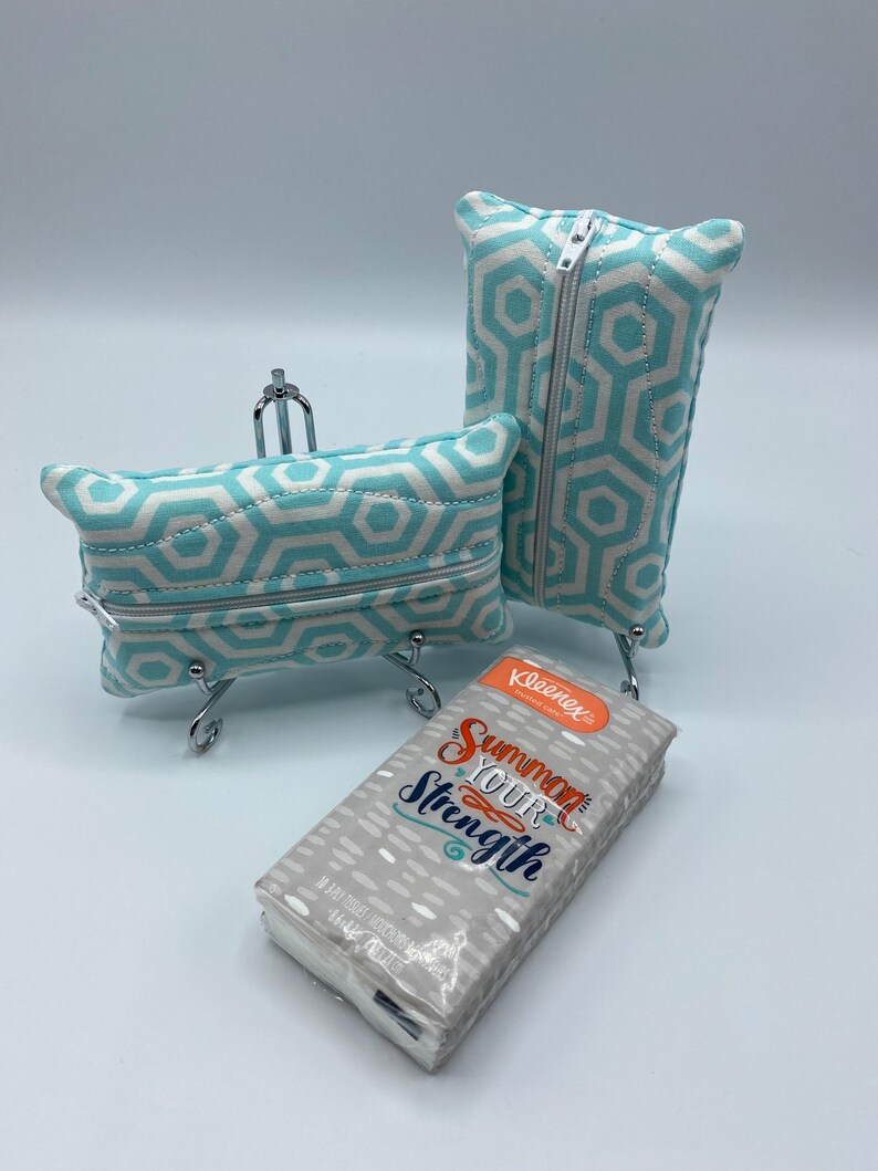 Aqua Hexagon Tissue Pouch/zippered Tissue Holder/toiletry | Etsy