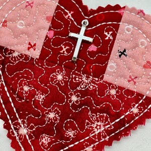 Quilted Heart/prayer Pocket/fabric Pocket Prayer Gift/gift for Her ...