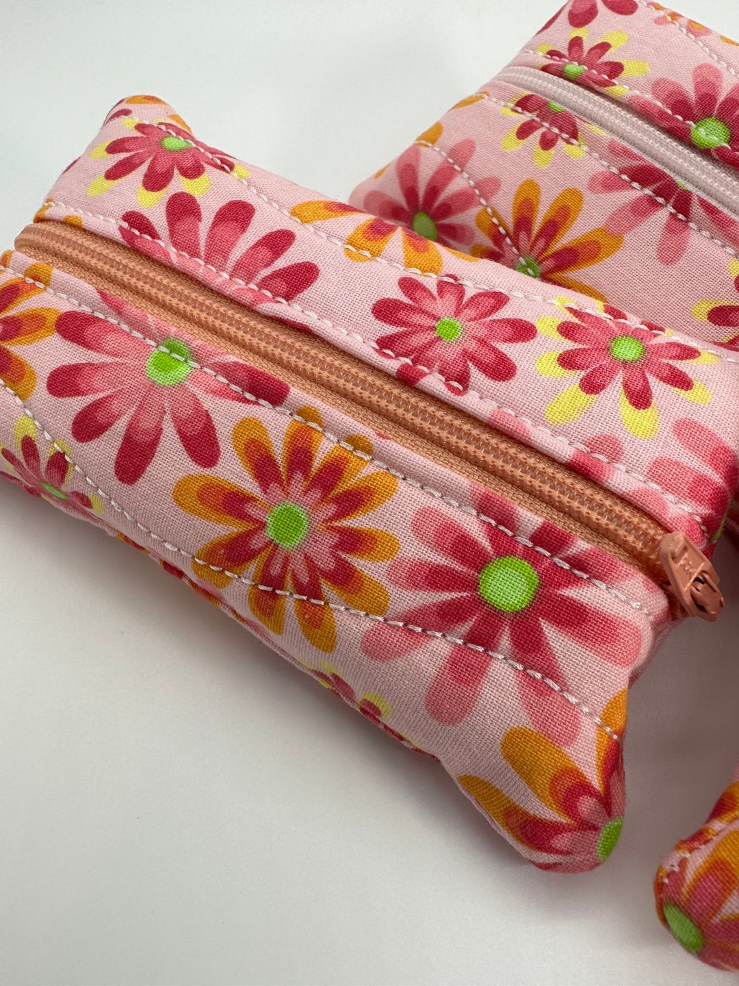 Pink Orange Flower Tissue/zippered Tissue Pouch/toiletry Bag/travel ...