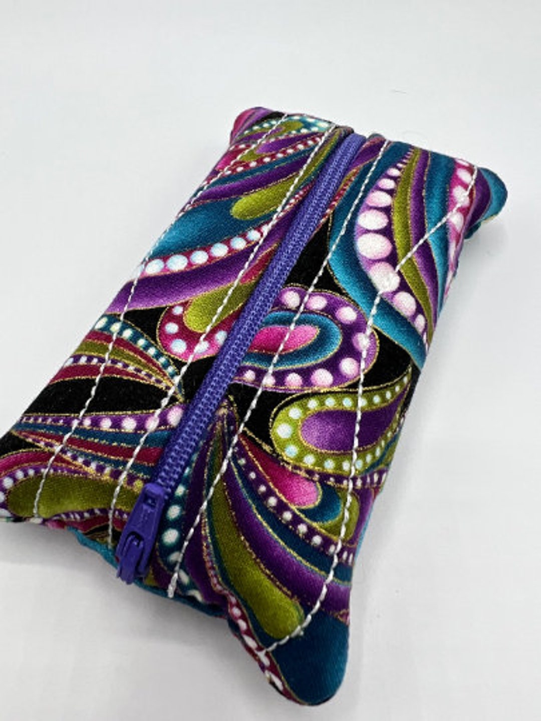 Paisley Jewel Tone Tissue Pouch/zippered Tissue Holder/toiletry Bag ...