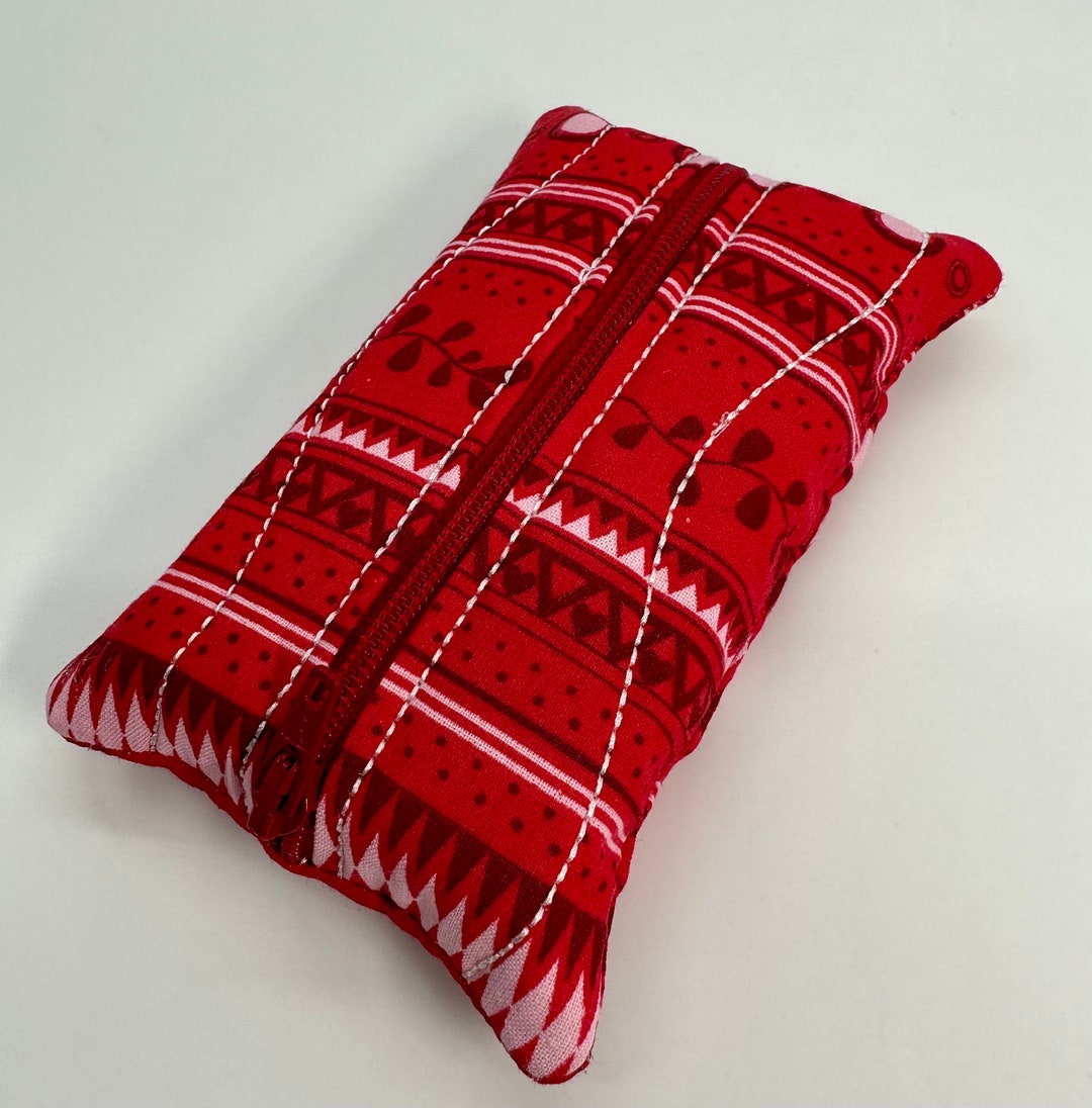 Red Stripe Tissue Pouch/zippered Tissue Case/toiletry - Etsy