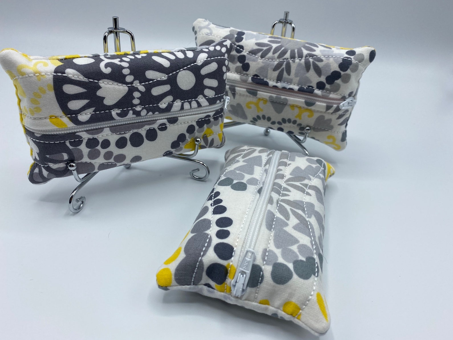 Gray Yellow Tissue Pouch/zippered Tissue Holder/toiletry - Etsy