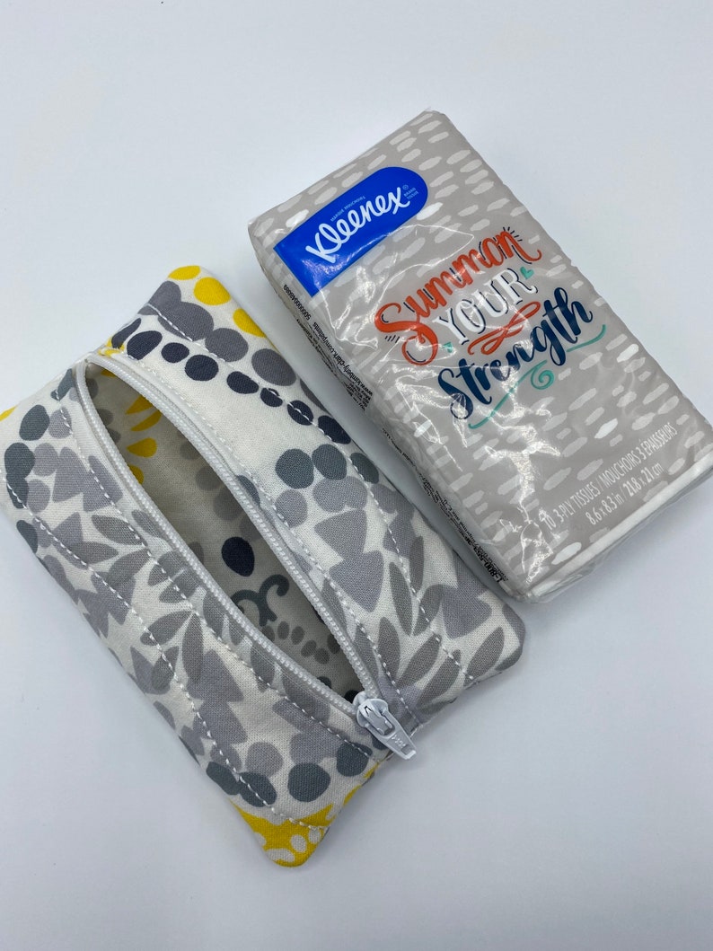 Gray Yellow Tissue Pouch/zippered Tissue Holder/toiletry | Etsy