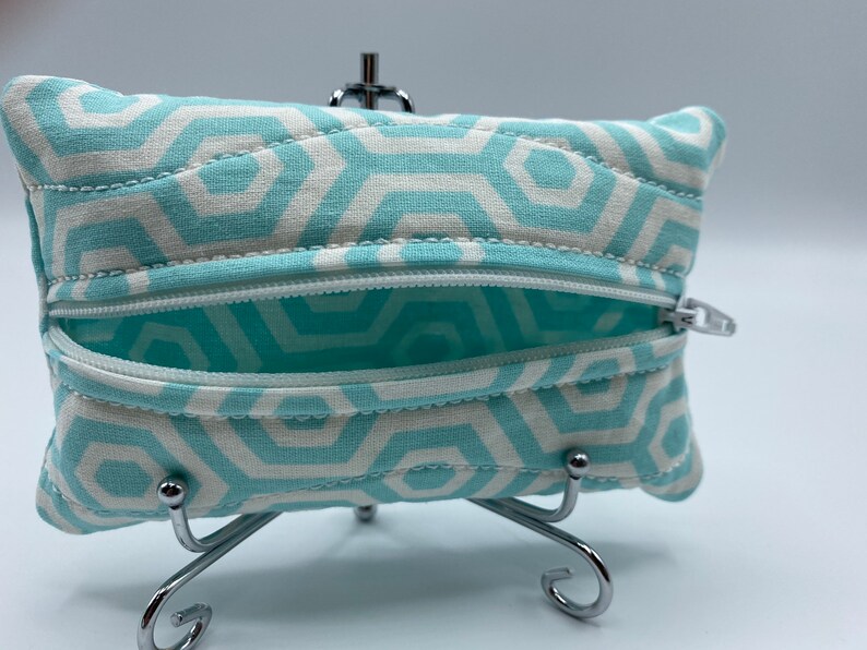 Aqua Hexagon Tissue Pouch/zippered Tissue Holder/toiletry - Etsy