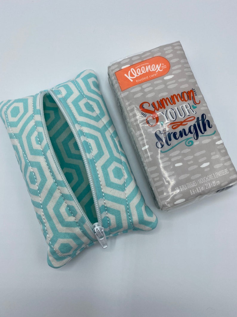 Aqua Hexagon Tissue Pouch/zippered Tissue Holder/toiletry | Etsy