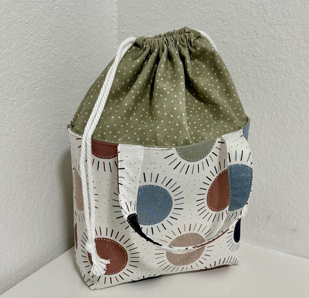 Canvas Tote Bag/drawstring Project Bag/travel Bag/knitting Crochet ...