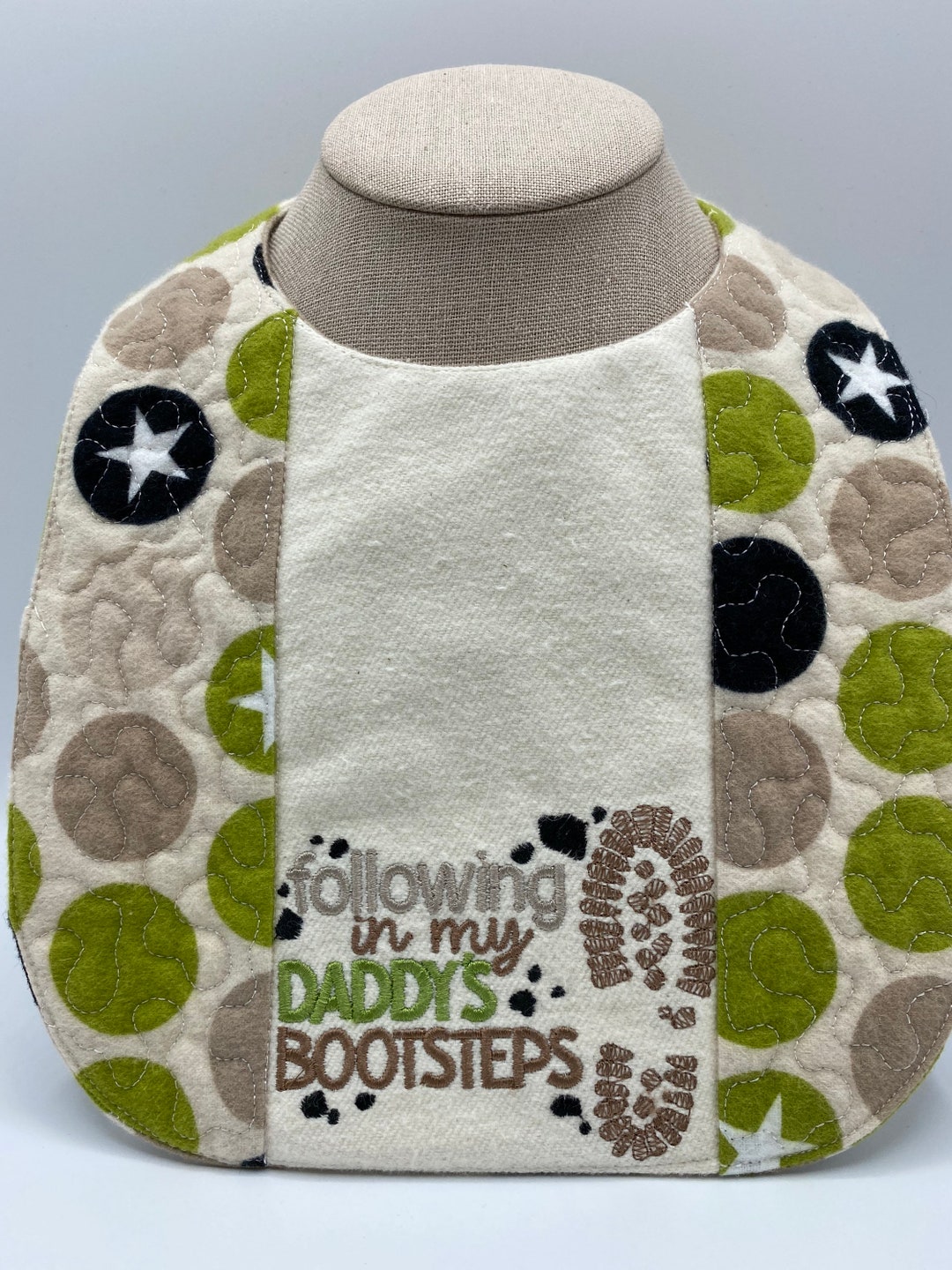 Daddy's Boot Prints Bib/handmade Bib/military Dad/snap Drool Bib/baby ...
