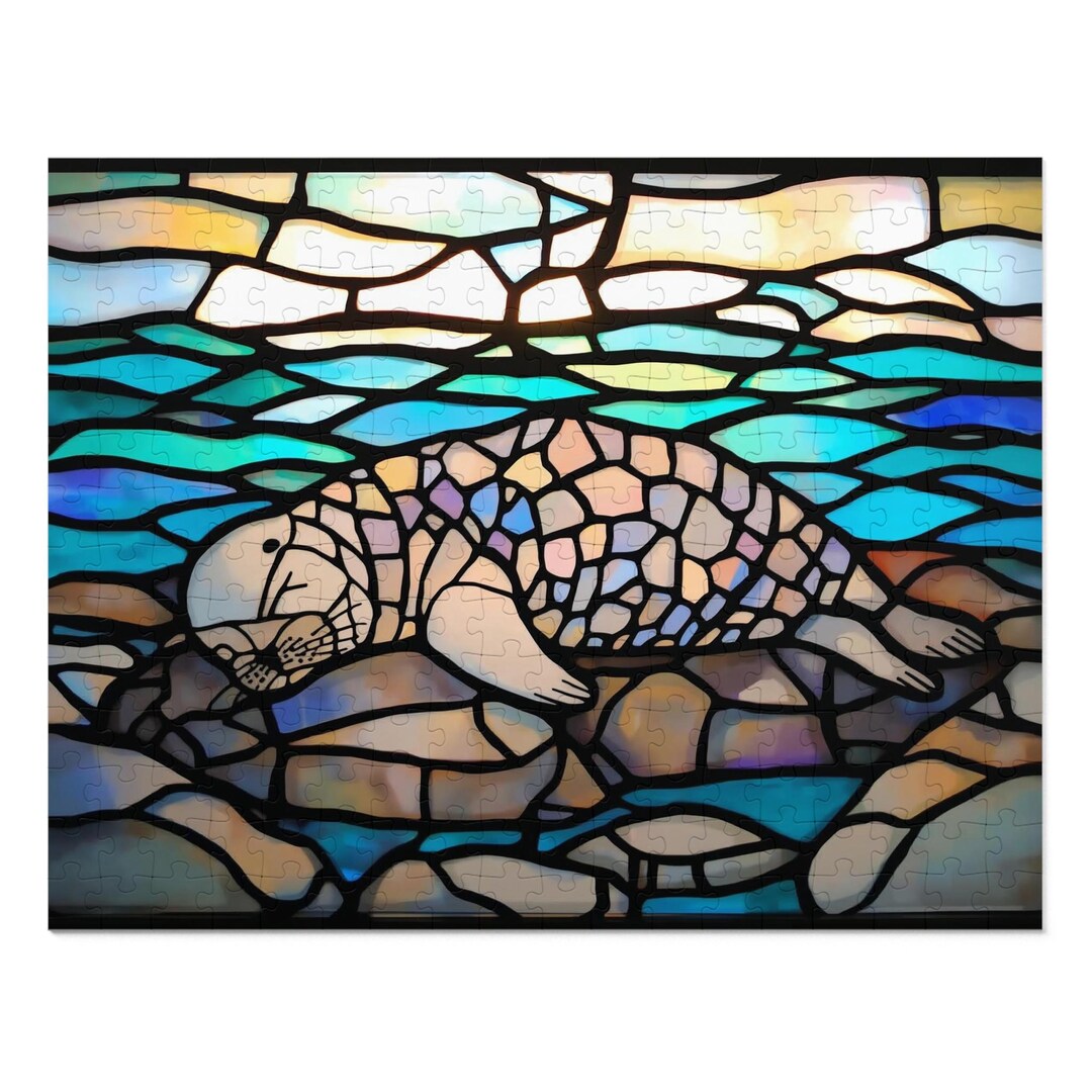 Calm & Elegant Stained Glass Seal Puzzle - Etsy