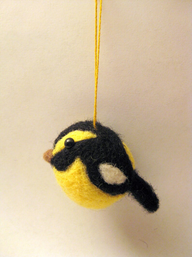 Bird Christmas Ornament Felted Bird Ornament Gold Finch | Etsy