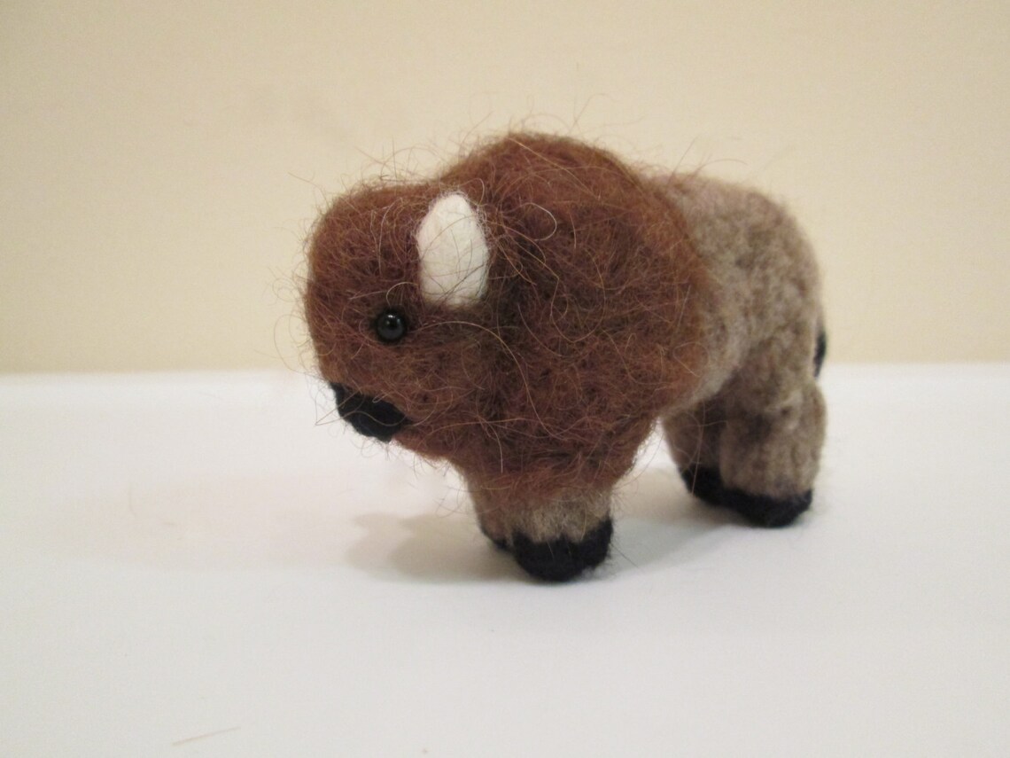 Felted Bison Doll Needle Felted Animal Bison Miniature - Etsy
