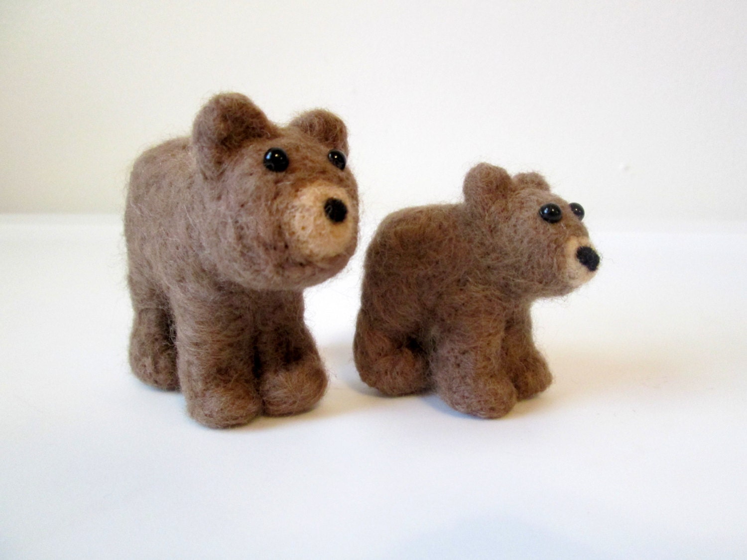 Animal Miniature Set Brown Bears Felted Grizzly Bear and Cub Fiber Arts ...
