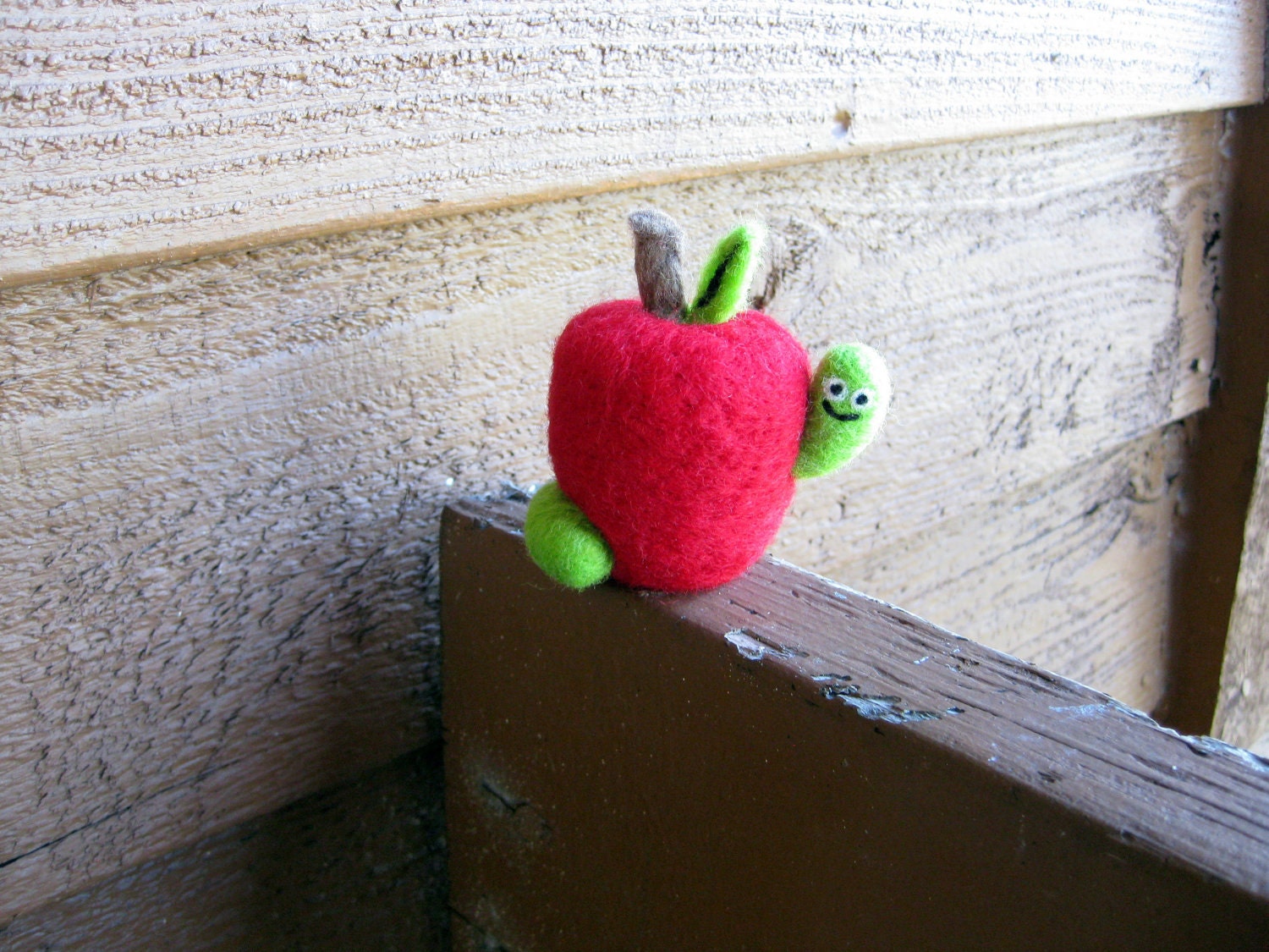 Worm in Apple Needle Felted Soft Sculpture | Etsy