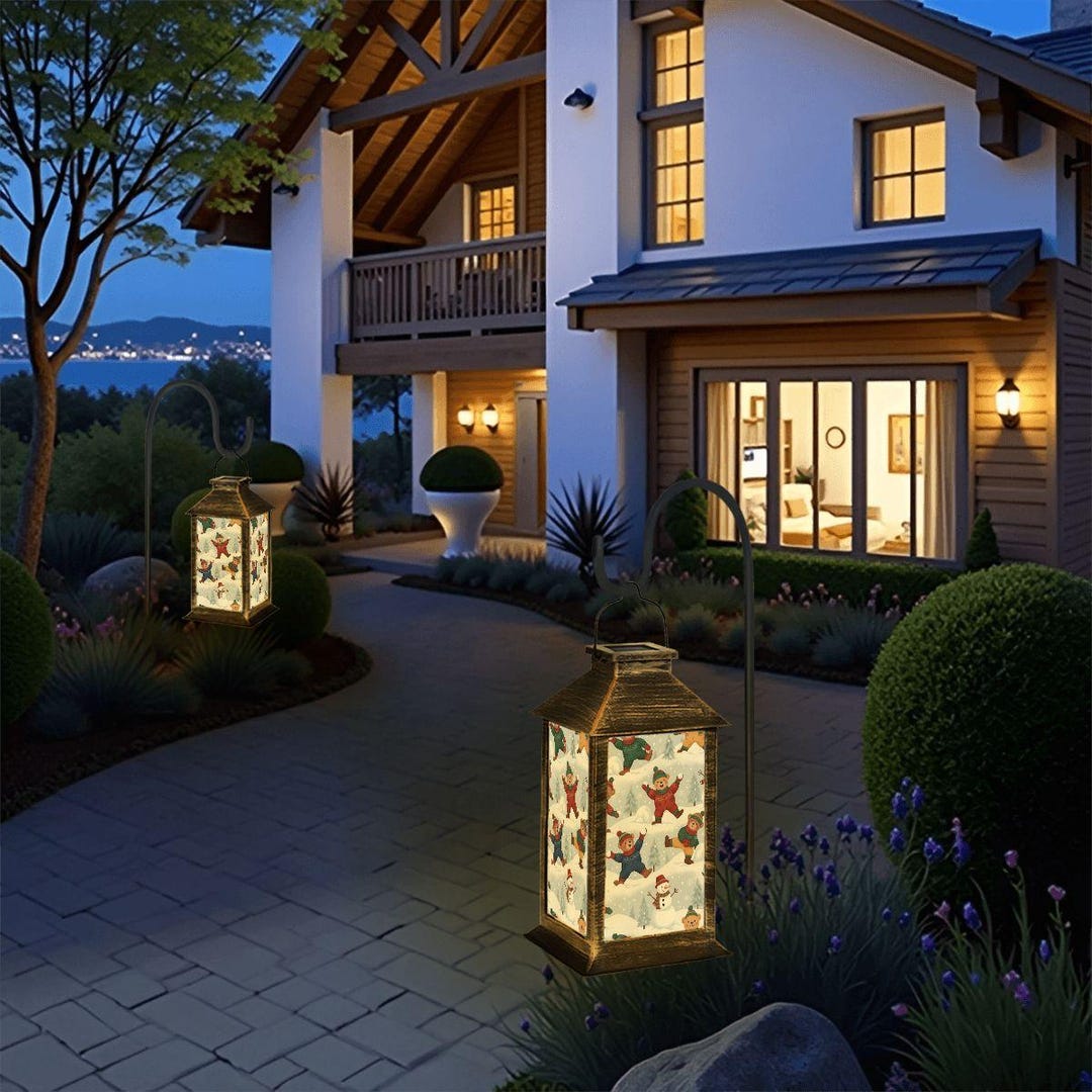 Teddy Bear Snow Day Solar Lantern: Winter Porch Decor - Etsy