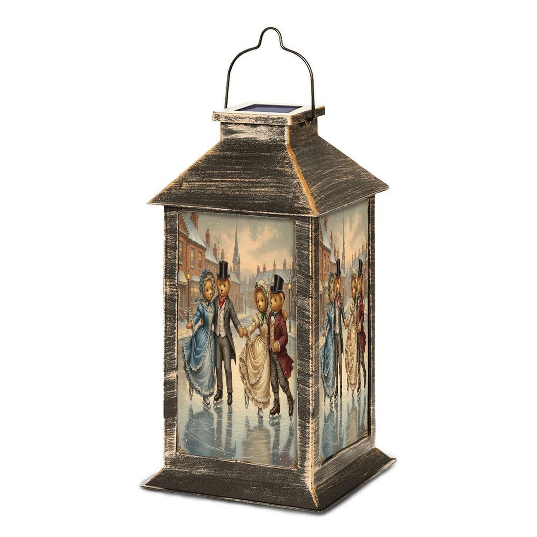 Victorian Christmas Solar Lantern: Teddy Bear Ice Skating Scene - Etsy