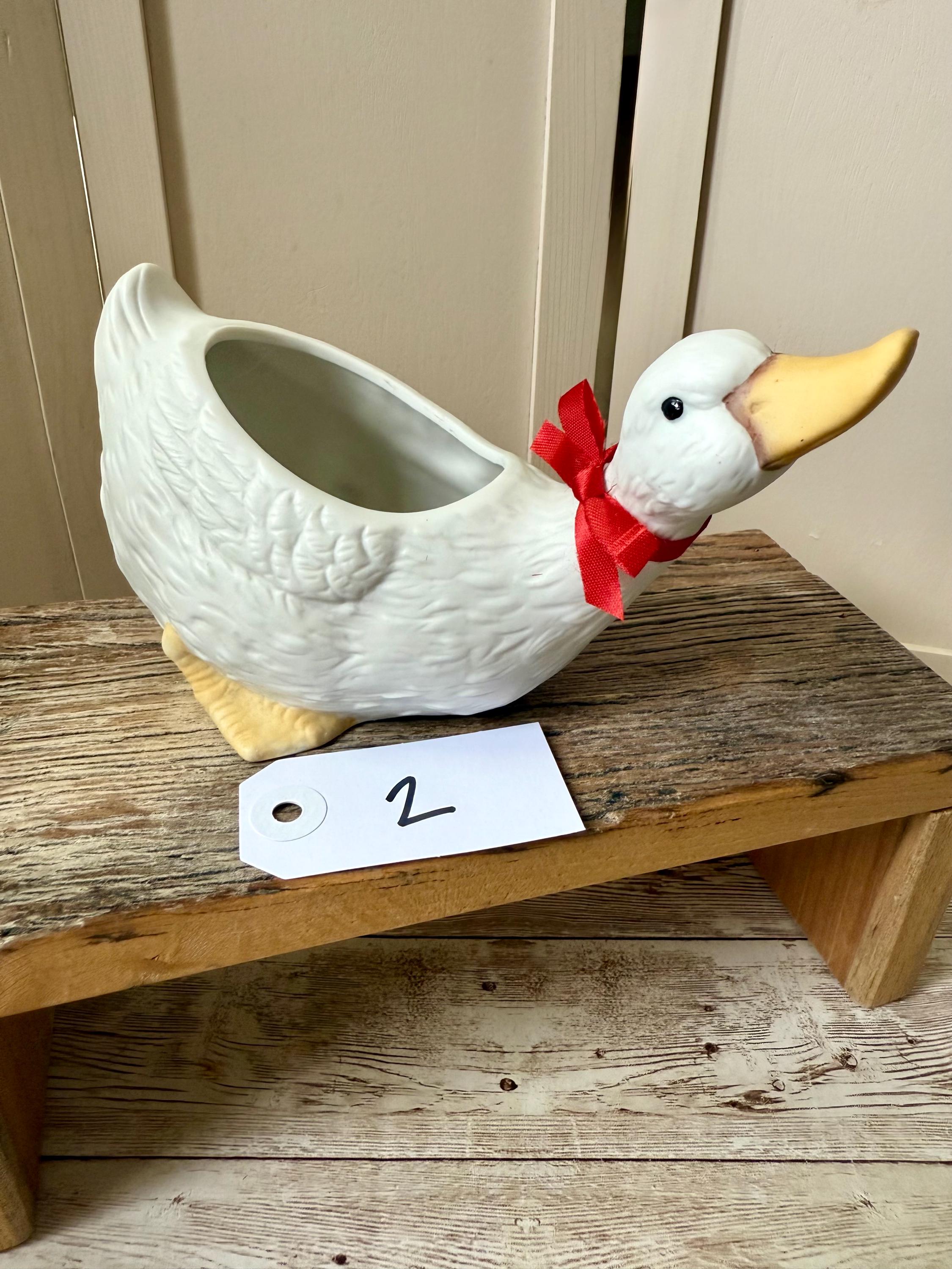 Vintage Ceramic Duck Planters With Red Bow - Etsy