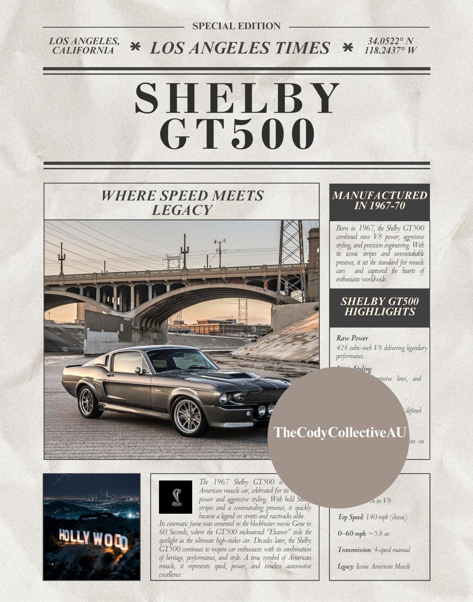 1967 Shelby GT500 Eleanor Poster - Etsy