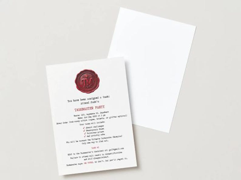 Taskmaster Birthday Invitation - Etsy