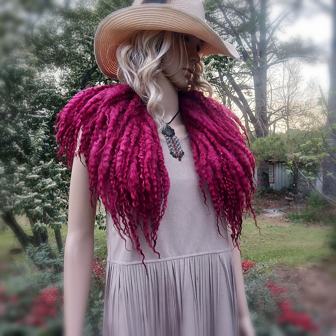 Luxurious Wine Neck Wrap Scarf Collar Hand Made Felted Wool Coral Bell ...