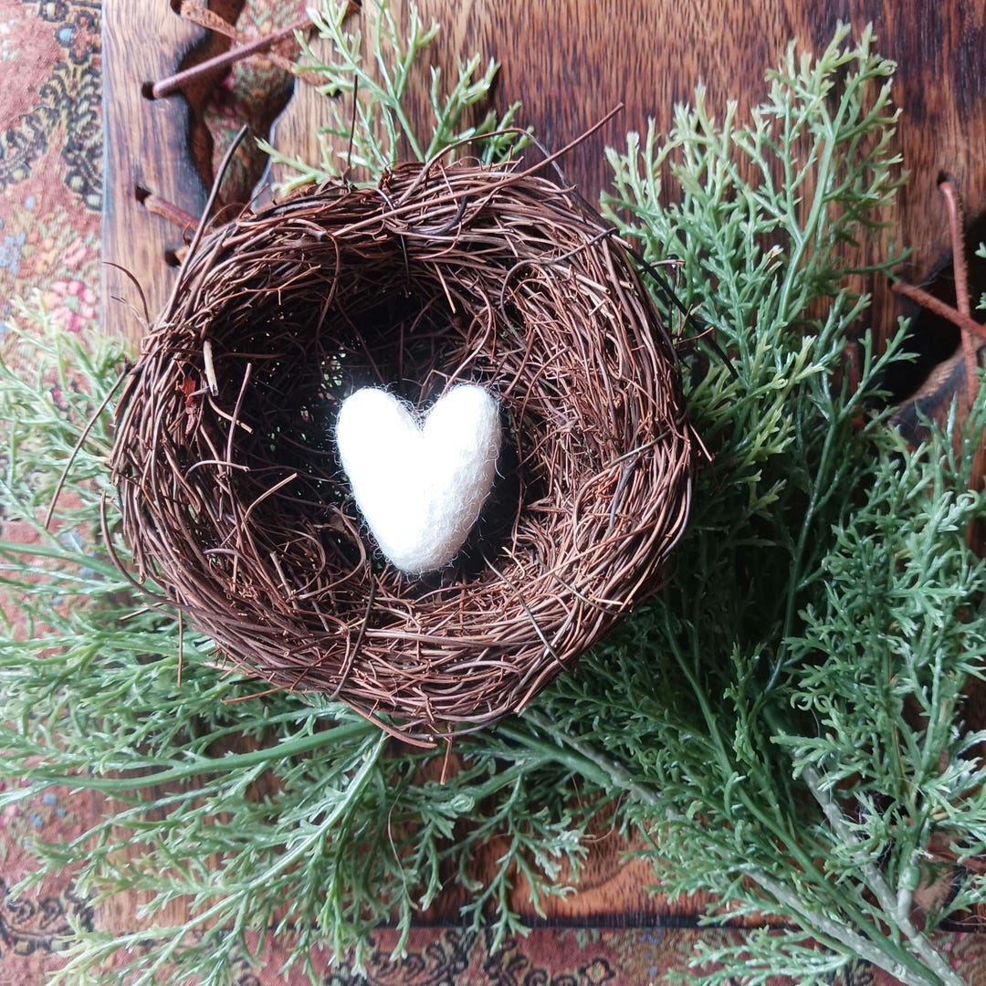 Hand Made Felted Wool Heart Winter White - Etsy