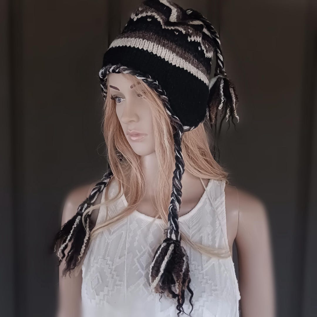 Hand Knit 100% Wool Ear Flap Hat With Tassels Lined With Microfleece - Etsy